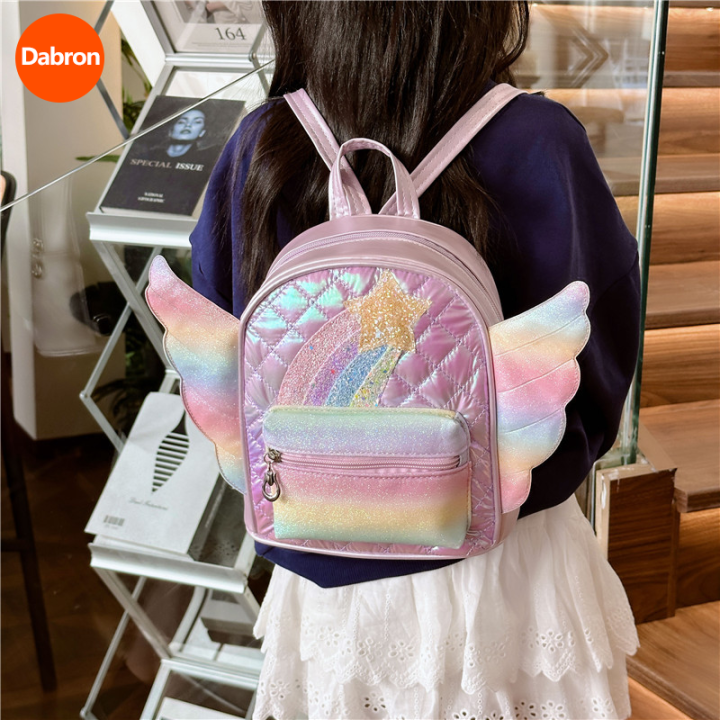 Dabron กระเป๋าเป้สะพายหลังรูปปีกยูนิคอร์นประดับด้วยเลื่อมน่ารักสำหรับ ...