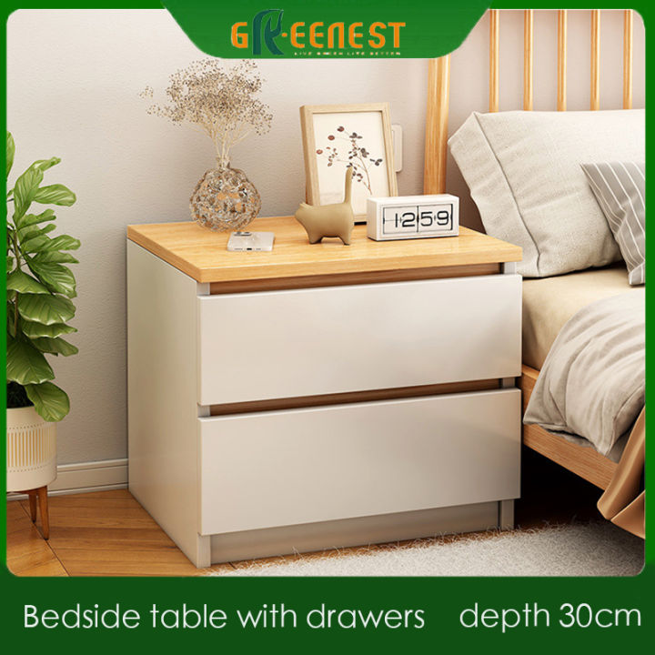Stylish Bedside Table with Drawers for Bedroom Fashionable Wooden Bedside Cabinet with Storage ...