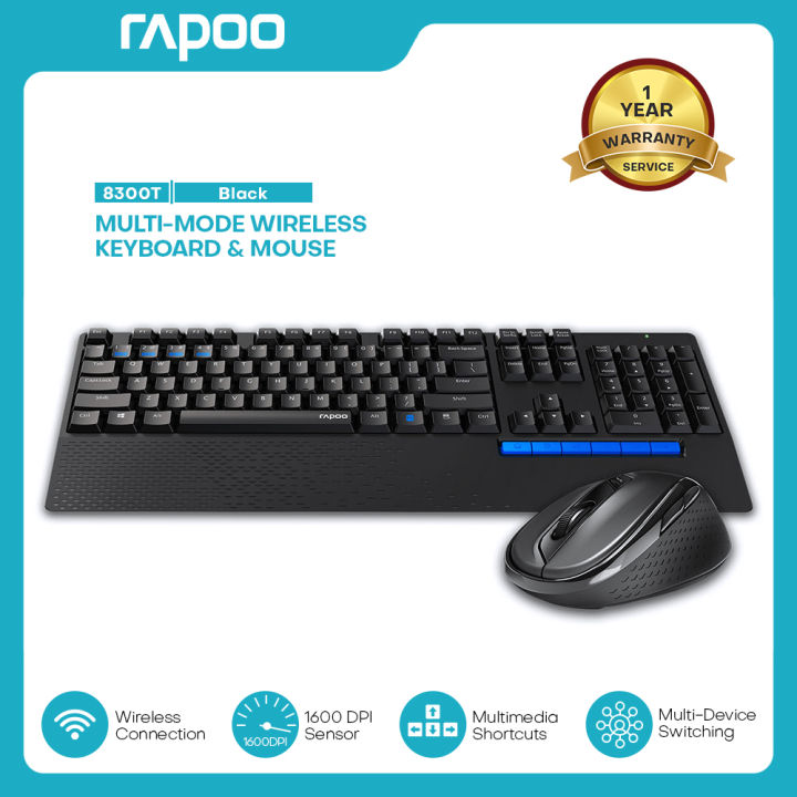 Rapoo 8300T 2.4GHz bluetooth Wireless 108 Keys Keyboard and 1600dpi ...