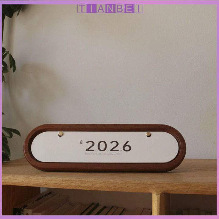 TIANBEI Year of The Horse 2026 Calendar Wooden with Base Schedule ...