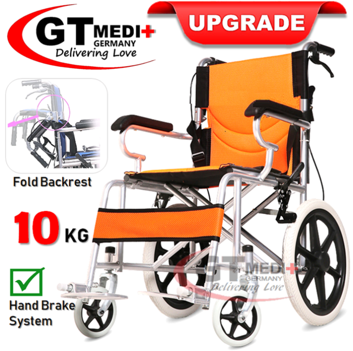 WD-10 GT MEDIT GERMANY Ultra Lightweight Wheelchair Foldable Travel Transport Wheel Chair ...