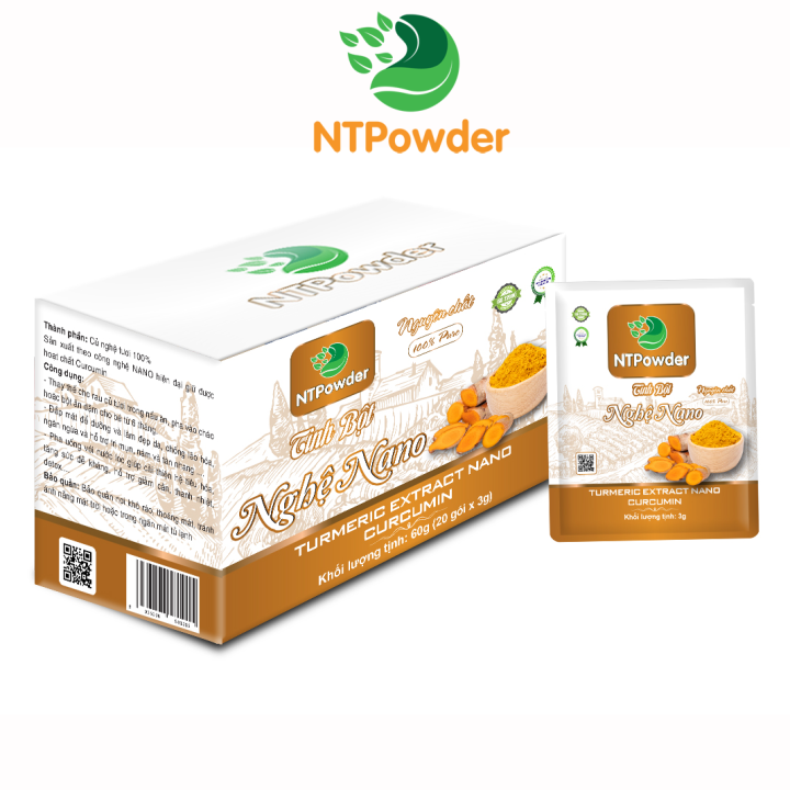 [Hộp 20 gói x 3g] Tinh Bột Nghệ Nano Curcumin sấy lạnh nguyên chất ...