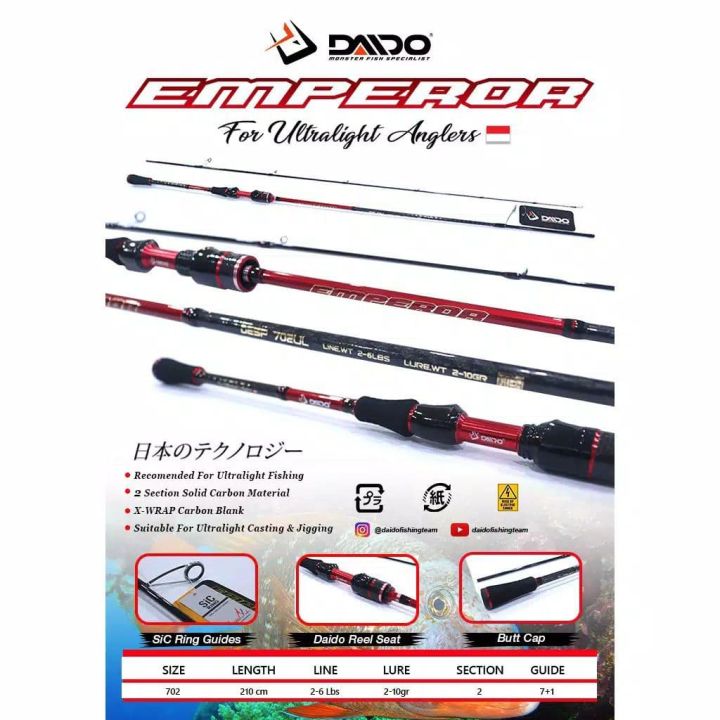Joran UL Daido Emperor 662 dan 702 Solid Carbon | Lazada Indonesia
