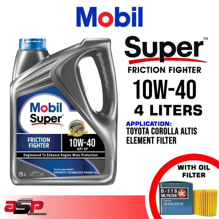 Mobil Super Friction Fighter 10W-40 Gasoline Oil 4 Liters for Toyota ...