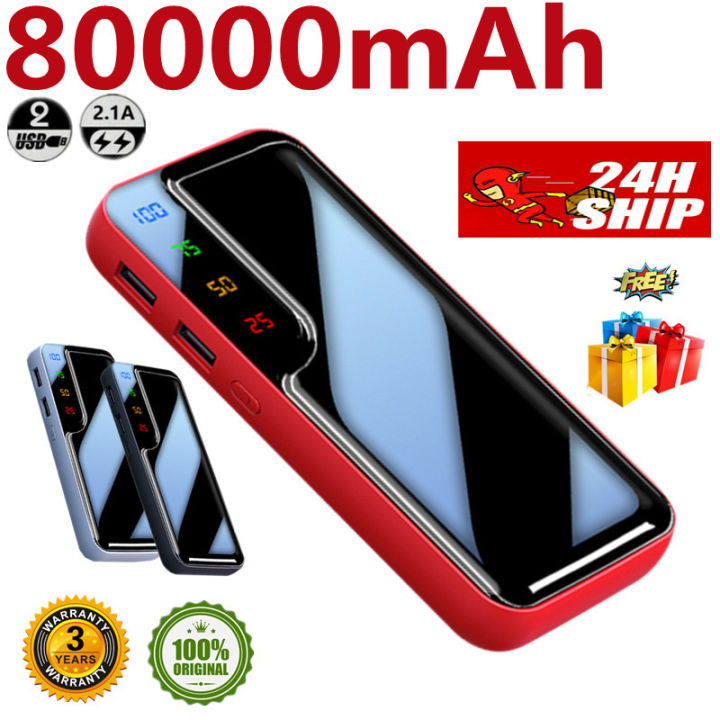 100% Original PowerBank 80000mAh Portable Power Bank External Backup ...
