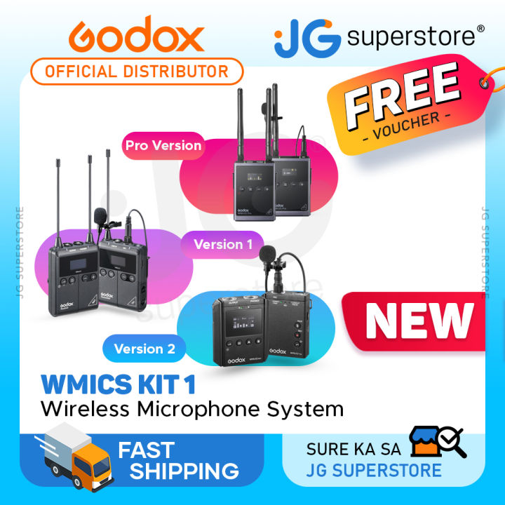 Godox WMicS1 / PRO WMicS2 Kit 1 Clip-On UHF Wireless Lavalier ...