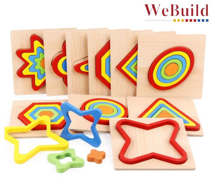 Wooden Geometric Puzzle Montessori Cognitive Shape Toys Kindergarten ...
