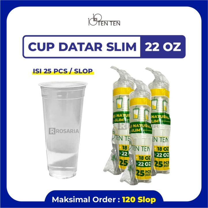 CUP POLOS DATAR 22 OZ TENTEN SLIM 7 gr Plastik Bening Gelas Minuman | Lazada Indonesia