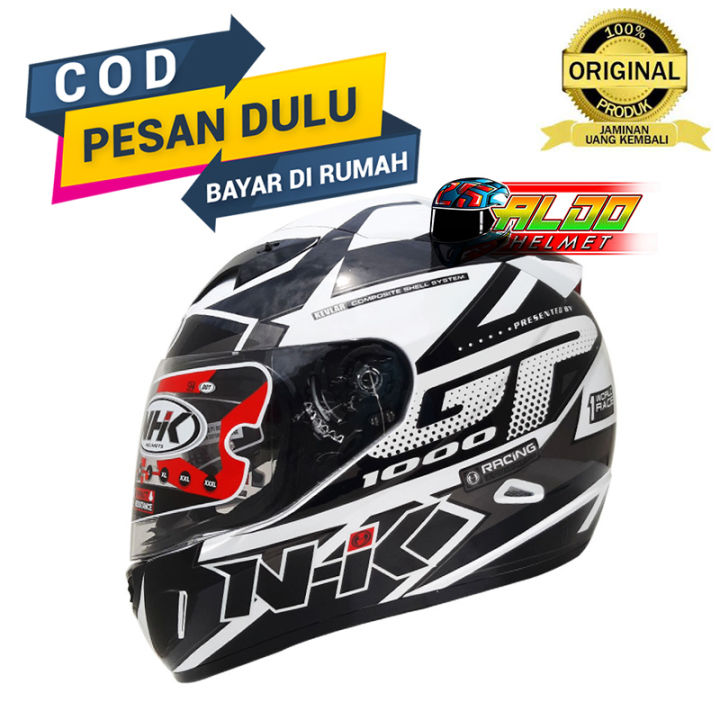 PROMO HELM / NHK GP 1000 MOTIF STAR WHITE SILVER / FULL FACE / TERMURAH ...