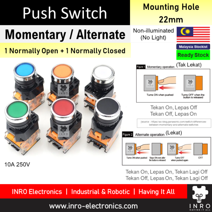 [Momentary /Alternate] 22mm Industrial Push Button, Push Switch, RED ...