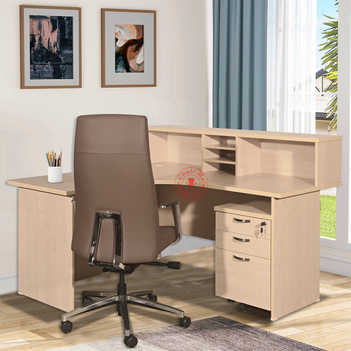 L Shape Reception Counter Table with 2D1F / Cashier Counter Table ...