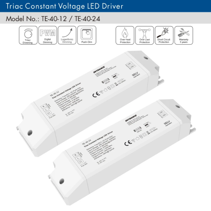 Triac LED Driver Dimmable Constant Voltage 1CH 40W AC 220V to DC 12V 24V PWM Digital Dimming ...
