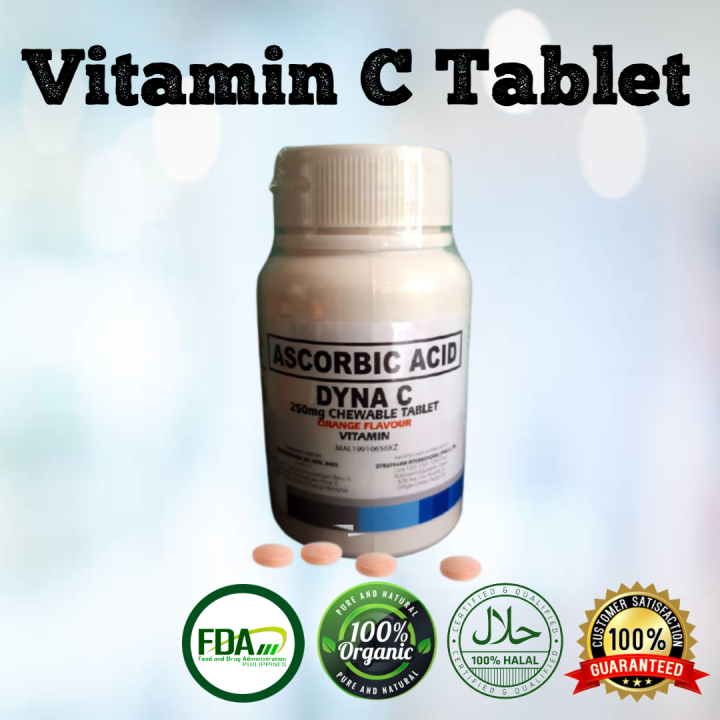 AUTHENTIC DYNA C ASCORBIC ACID CHEWABLE VITAMIN C 250mg TABLET FORM ...