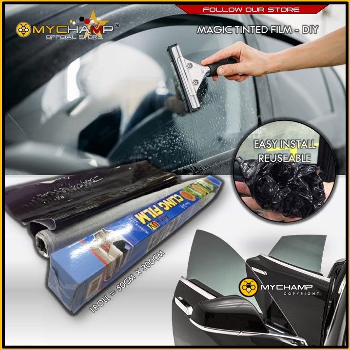 [MYC] Magic Tinted car House Cling Film Reusable Removable NO Glue 5% ...