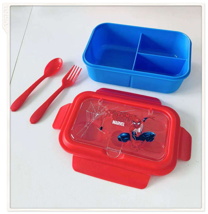 J199# Children Kid Student Lunch Box With Dividers and Spoon/Fork ...
