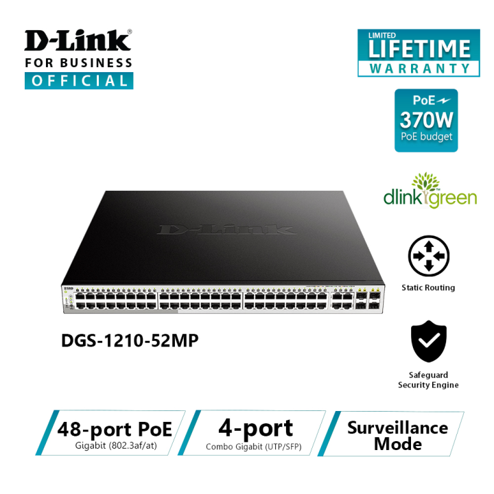 D-Link DGS-1210-52MP 52-Port Gigabit Smart Managed PoE Switch | Lazada ...