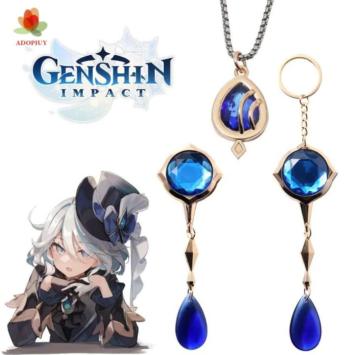 ADOP คริสตัลสีฟ้า furina Vision สร้อยคอ genshin Water God fucaros ...