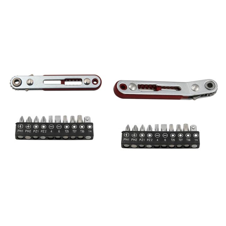 Mini Ratchet Wrench 90 Degree Offset Screwdriver Handle with Bit Set ...