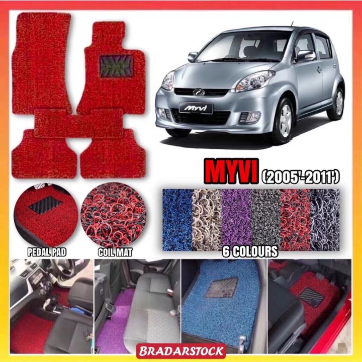 PERODUA MYVI Carpet 5pcs set For Perodua Myvi 2005 2011 12MM 18MM Car Kereta Karpet Kapet Coil Mat Grip Backing Floor Mat Precut Full Set Customized Lazada