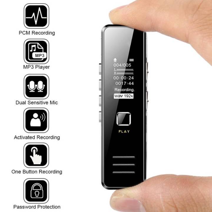 Digital Voice Recorder MP3 Player Mini Voice Recorder Support 32GB TF ...