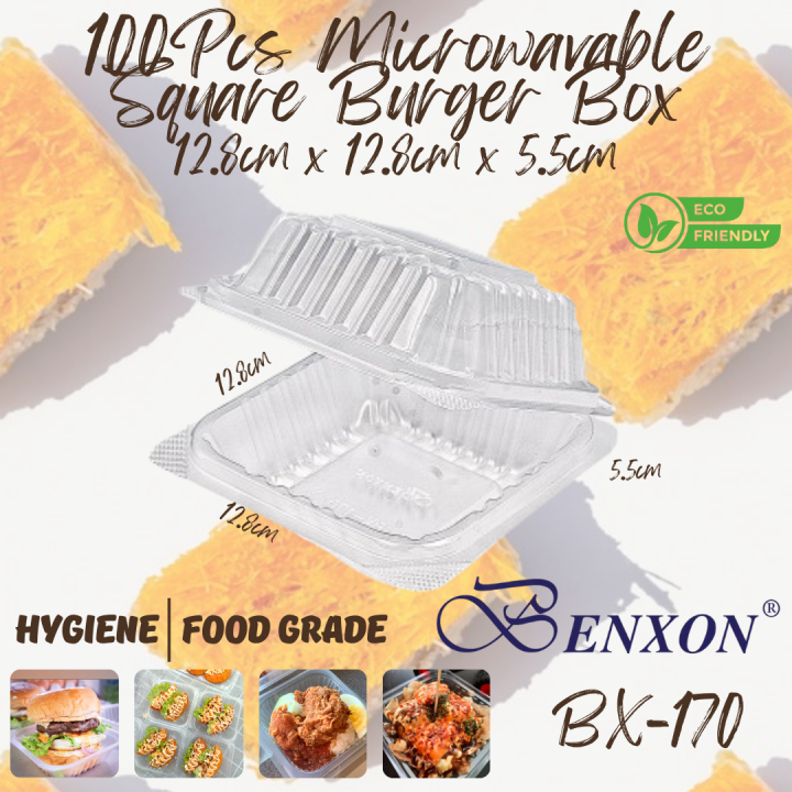 BX-170 100Pcs Microwavable Square Burger Box - Benxon | Lazada