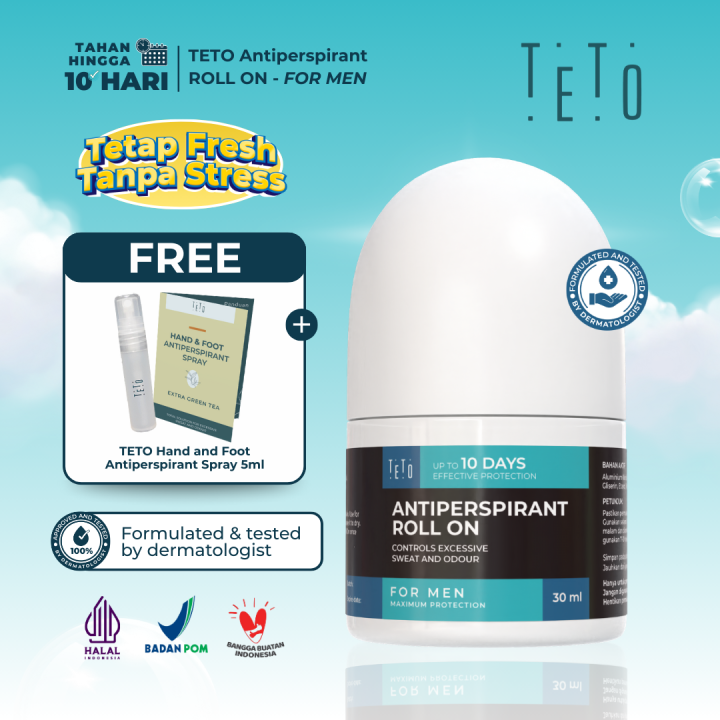 [BUY 1 GET 2] TETO ANTIPERSPIRANT Roll on for Men - 30ml FREE TETO Hand ...