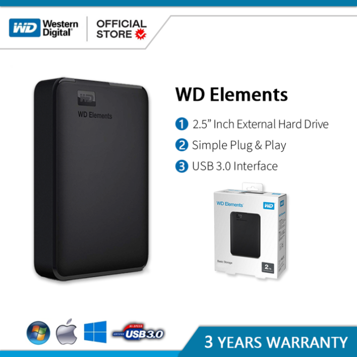 WD Elements Portable 1TB 2TB External Hard Drive For Mac and Windows ...