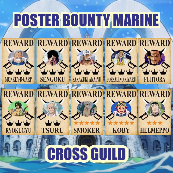 Wanted Poster Bounty Marine From Cross Guild Anime Manga One Piece Size ...
