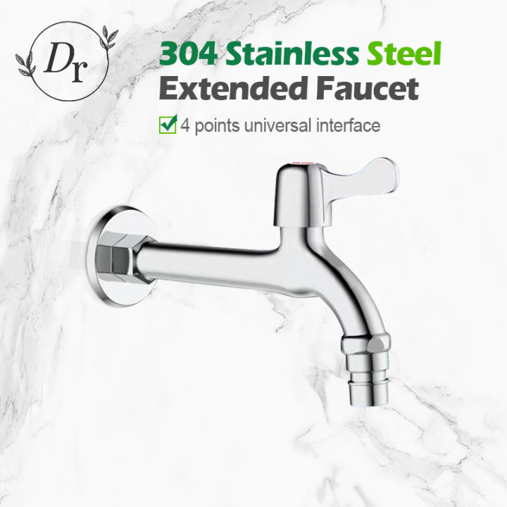 【DR】Stainless Steel Faucet Bathroom Faucet Washing Machine Water Tap ...