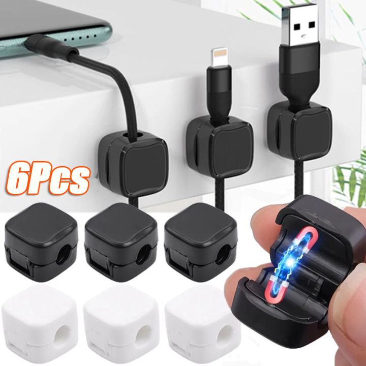 6Pcs Magnetic Cable Clips Adjustable Cord Holder Under Self-Adhesive ...