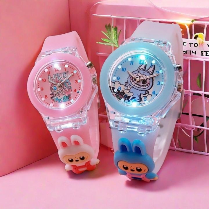 Labubu Kids Quartz Watch Children Circular Dial 3D Candy Colored ...