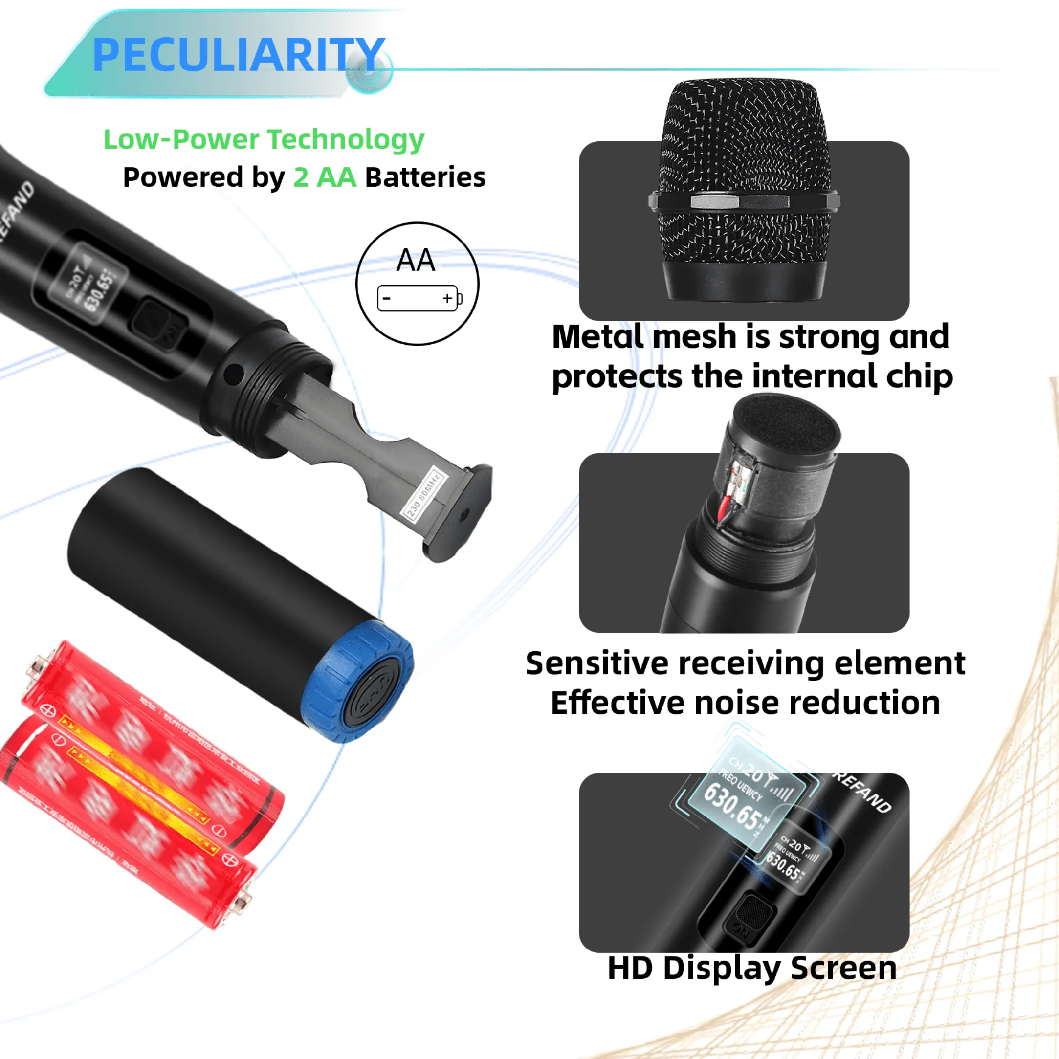 Wireless Microphone UHF Handheld Rechargeable receiver Dynamic ...