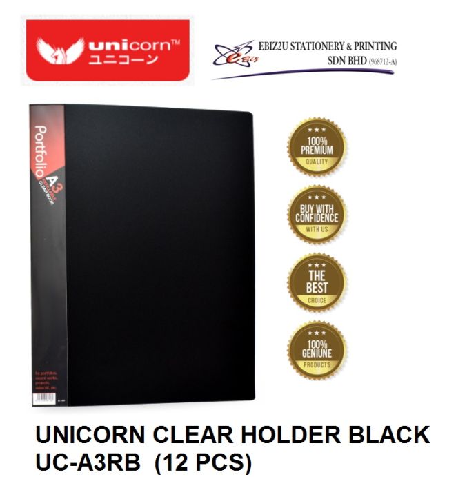 Unicorn A3 Refillable Clear Book Holder File Black UC-A3-20RB (12 PCS ...