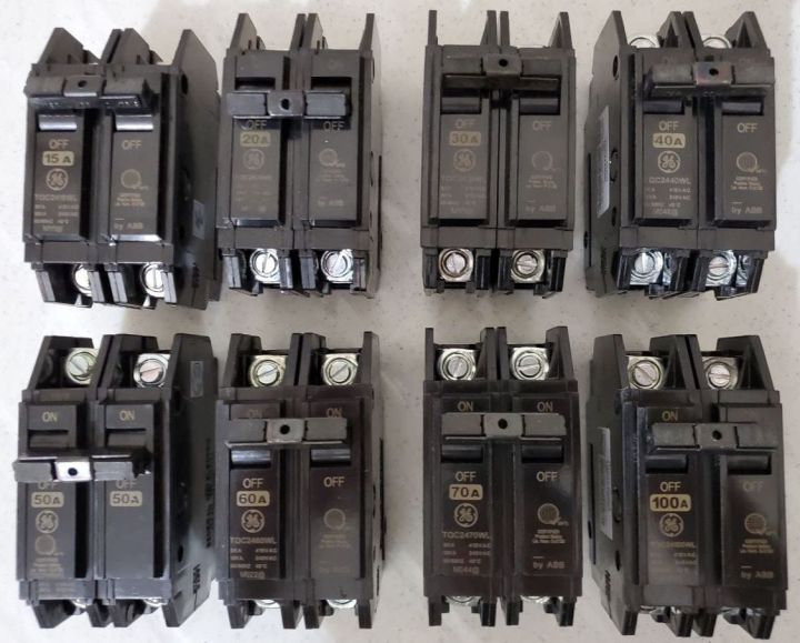 GE BOLT-ON CIRCUIT BREAKER TQC 15-100 AMPERE 2 POLE (SINGLE PHASE ...