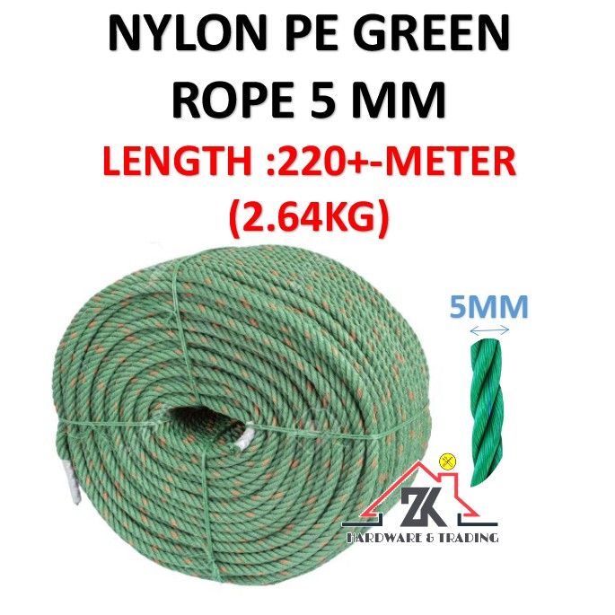 [ROLL] 5MM GREEN ROPE/ NYLON ROPE / PE ROPE / POLYETHYLENE ROPE | Lazada