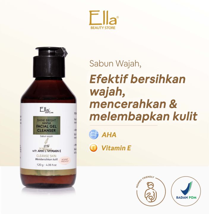 Ella Skincare Shine Bright Facial Gel Cleanser with Glycolic Acid ...