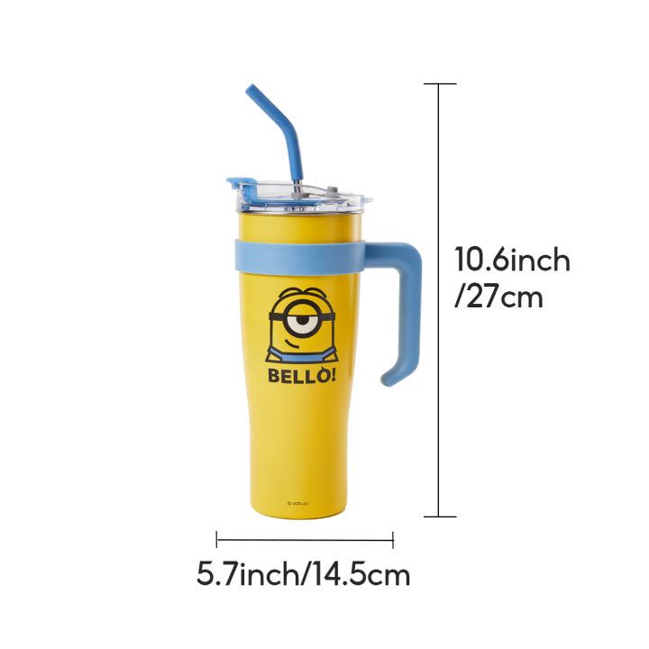 MINISO Official Minions Series Giant Large Capacity Straw Steel Cup ...