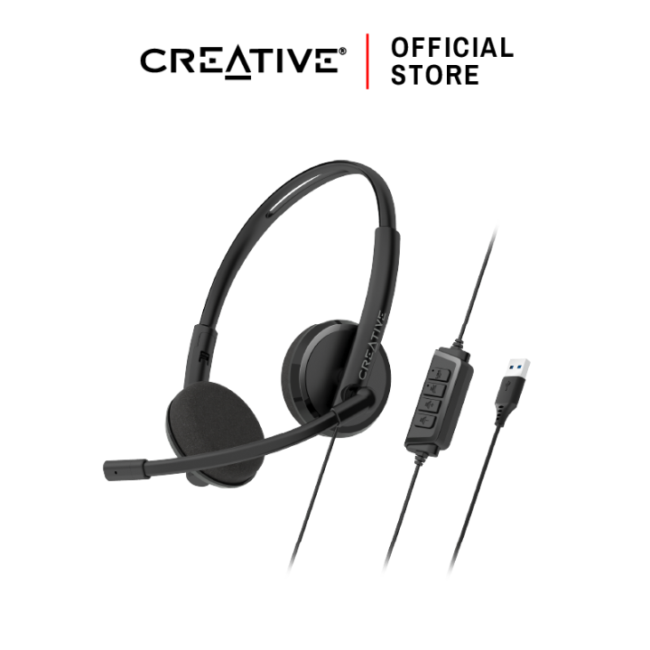 Creative HS-220 หูฟังเฮดเซ็ตแบบ USB พร้อมพร้อมไมโครโฟน Noise-cancelling ...