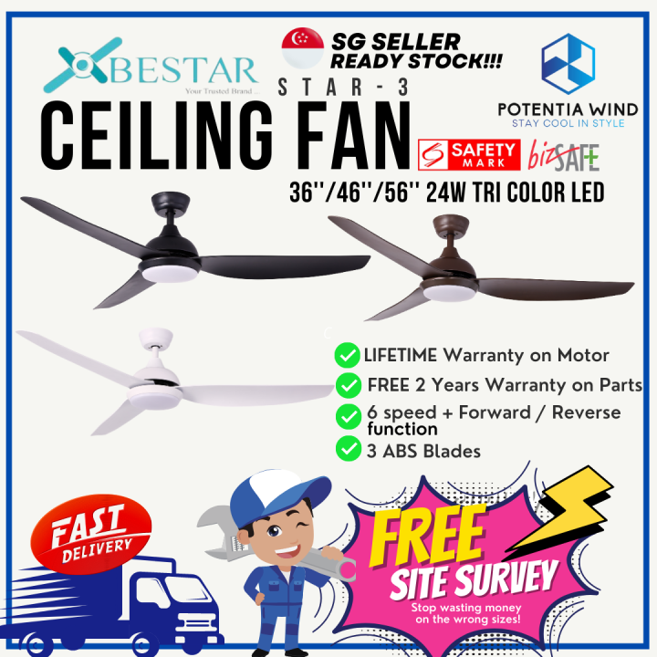 BESTAR STAR 3 36 INCHES / 46 INCHES / 56 INCHES 3 BLADES CEILING FAN ...