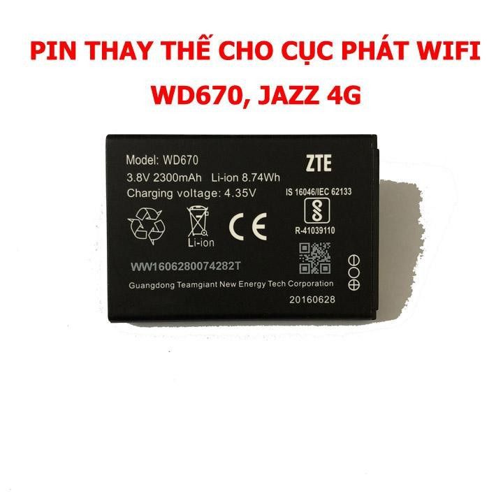 PIN CHÍNH HÃNG - PIN CHO CỤC PHÁT WIFI ZTE WD670 Wi-Pod 4G LTE RELIANCE ...