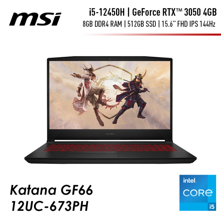MSI Katana GF66 12UC-673PH Gaming Laptop (i5-12450H / RTX 3050 4GB / 8GB RAM / 512GB SSD / 15.6 ...