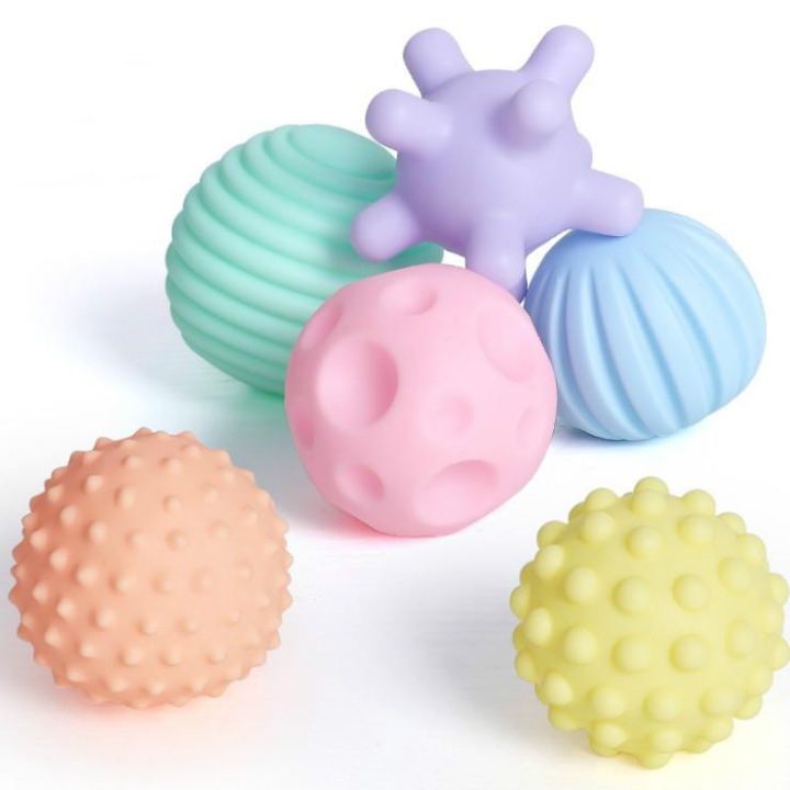 6Pcs Rubber Multi Tactile Senses Touch Baby Ball Hand Sensory Training ...