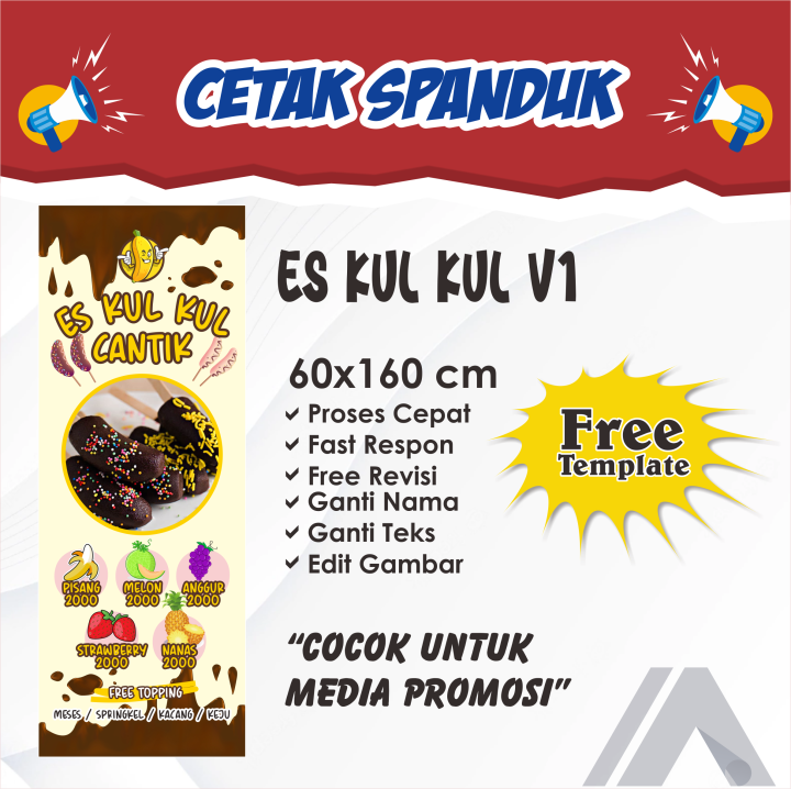 cetak banner spanduk es kul kul viral V1 bisa edit 160x60 | Lazada ...