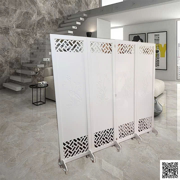( giá bán 1 tấm) Vách ngăn bình phong hoa sen chìm kín ấn tượng có bánh ...