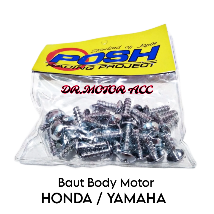 Baut body Motor Honda Dan Yamaha Variasi Warna Chrome Kunci Obeng Plus ...