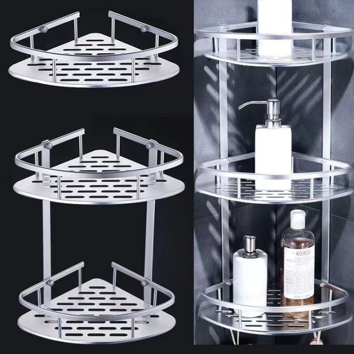 3 Layer Corner Bathroom Rack Triangular Bathroom Corner Organizer Rack ...