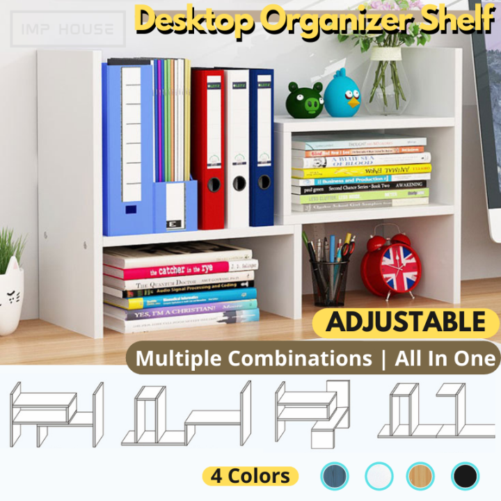 [SG] Adjustable Wooden Desktop Shelf Storage Desk Organizer Multiple ...