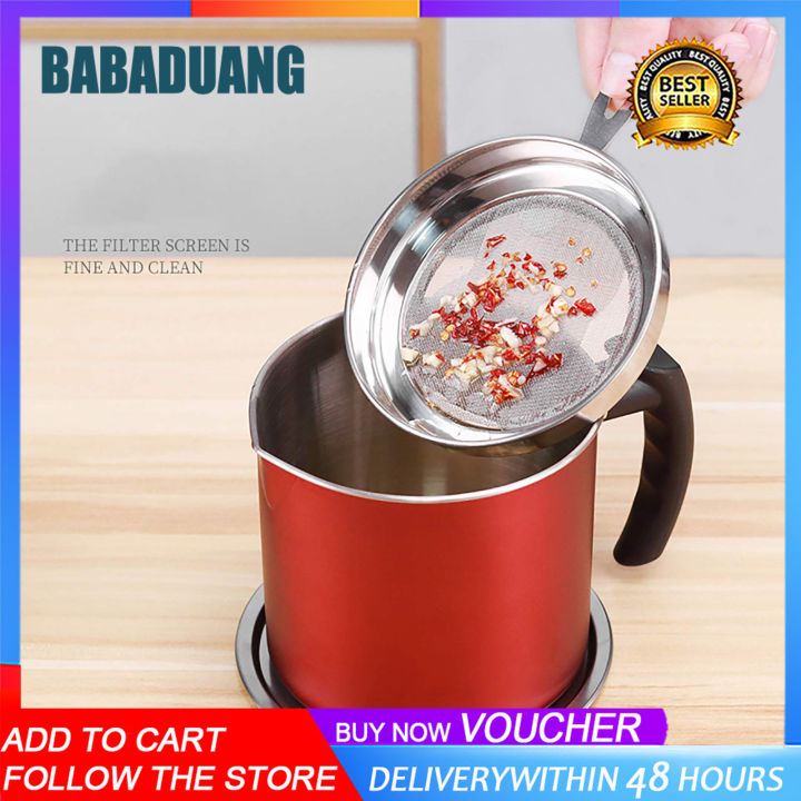 Oil Strainer Pot Grease Can, Steel Bacon Grease Container, for Storing ...