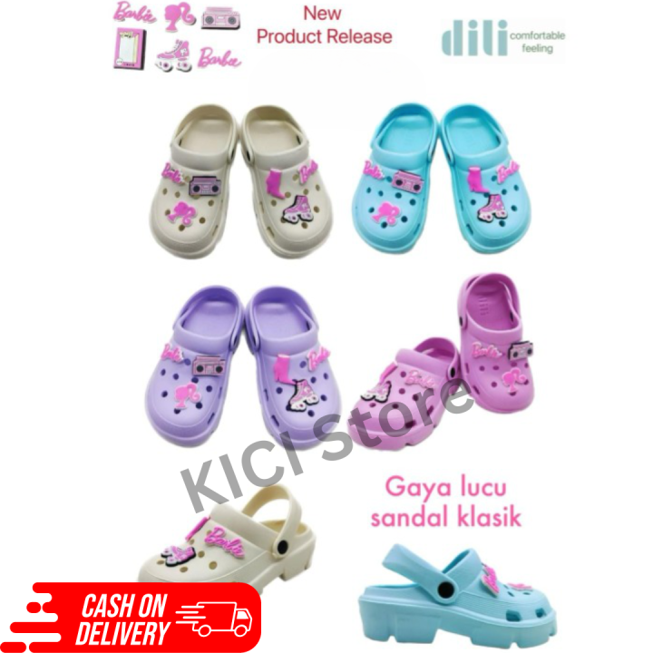 Sepatu Sandal Anak Barbie Model Baim Crocs dengan Aksesoris lucu Bahan ...