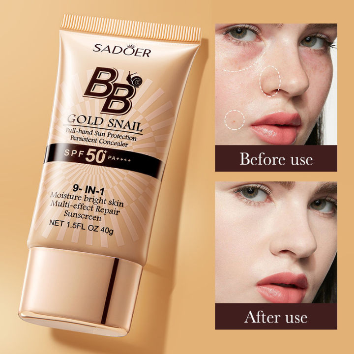 SADOER BB cream Golden snail sunscreen foundation repair concealer ...